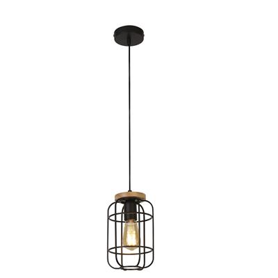 Searchlight Vision Pendant - Matt Black Metal & Wood 81953-1BK ...