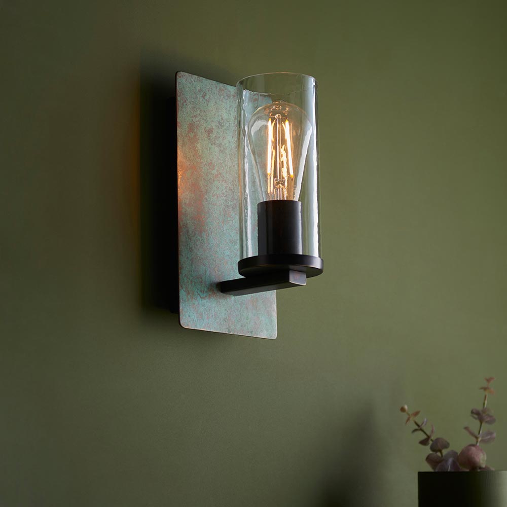 Verdigris bronze wall light